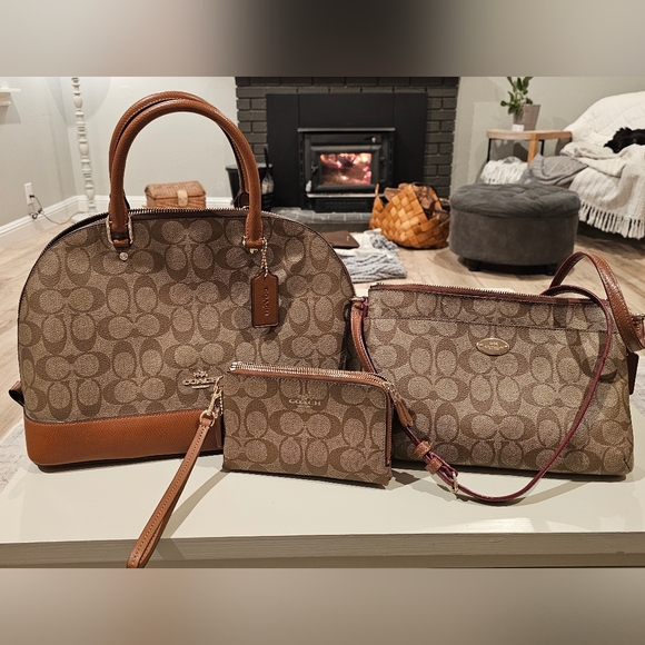 Coach | Bags | Coach Signature Brown Womens Bag Set | Poshmark